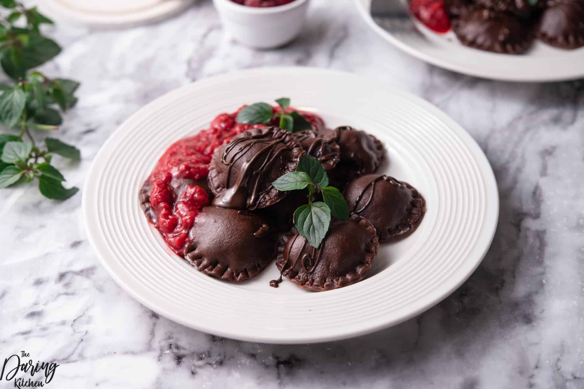 Chocolate Ravioli With Mascarpone And Raspberry Sauce - Daring Kitchen